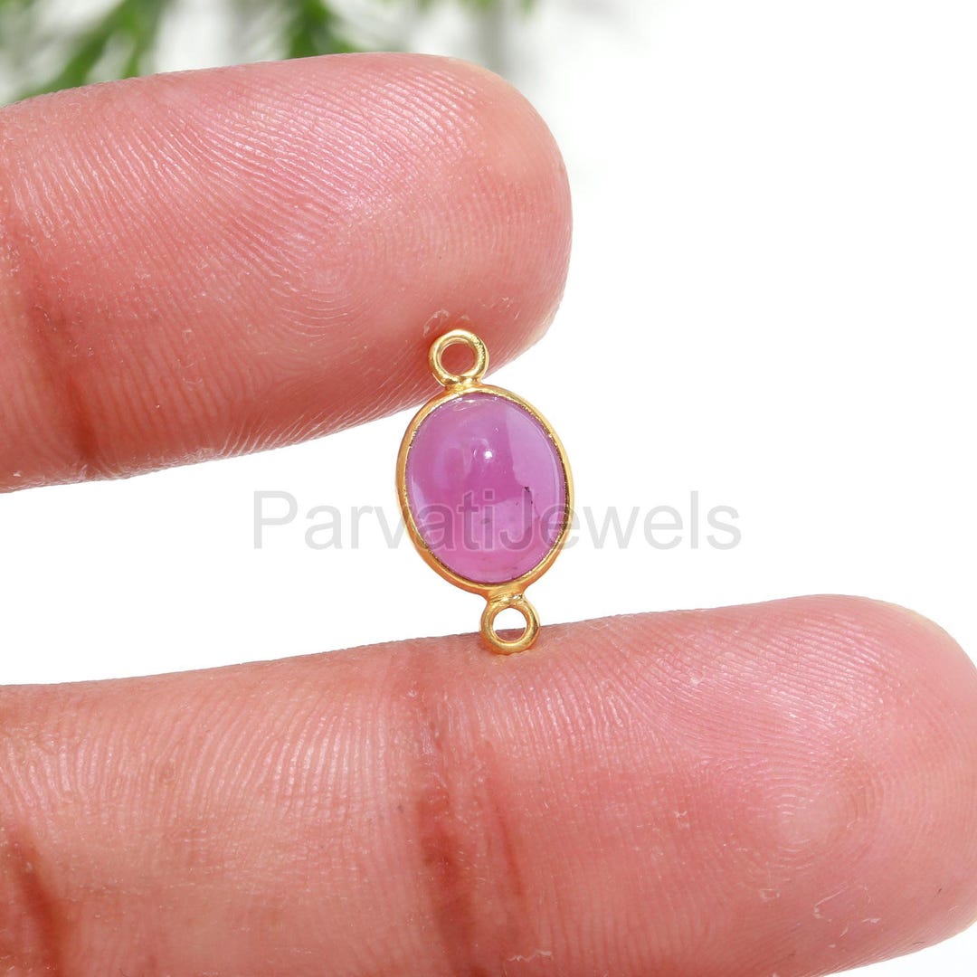 Natural Ruby Connector, 18k Solid Gold Connector, Pink Ruby Connector ...