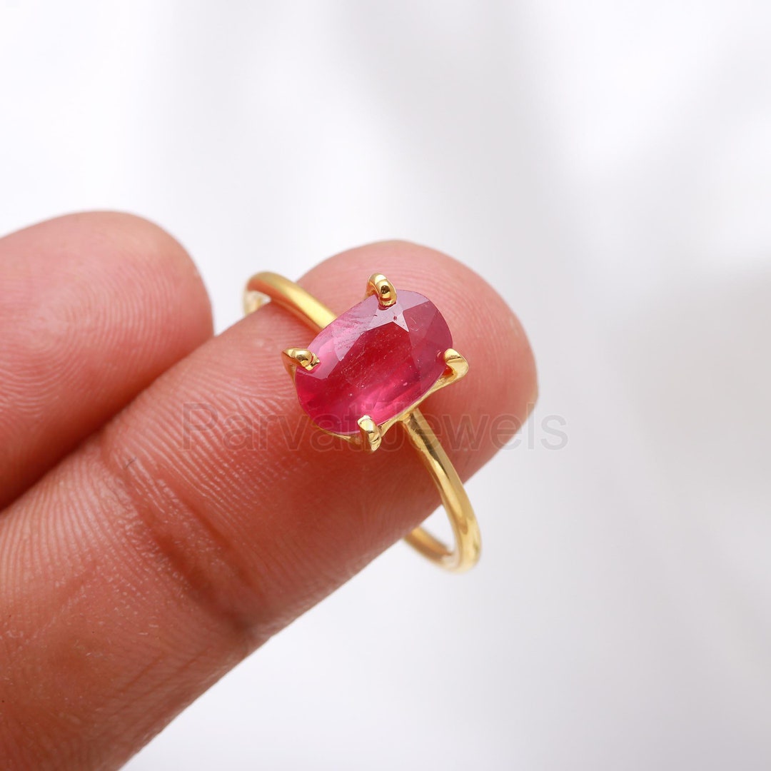 Natural Pink Ruby Eternity Band Ring, Solid 18k Gold Ruby Ring, Handmade Ring, July Birthstone ...