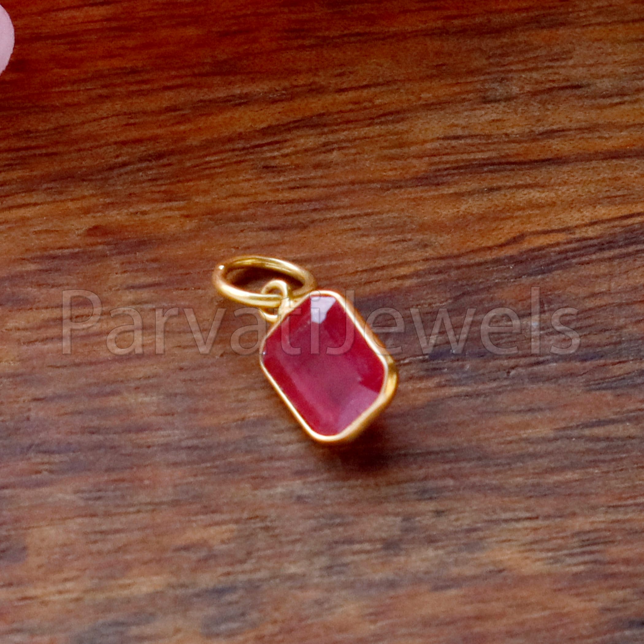 AA Ruby Charm, 18k Solid Gold Charm, Natural Ruby Charm, Charm Pendant ...
