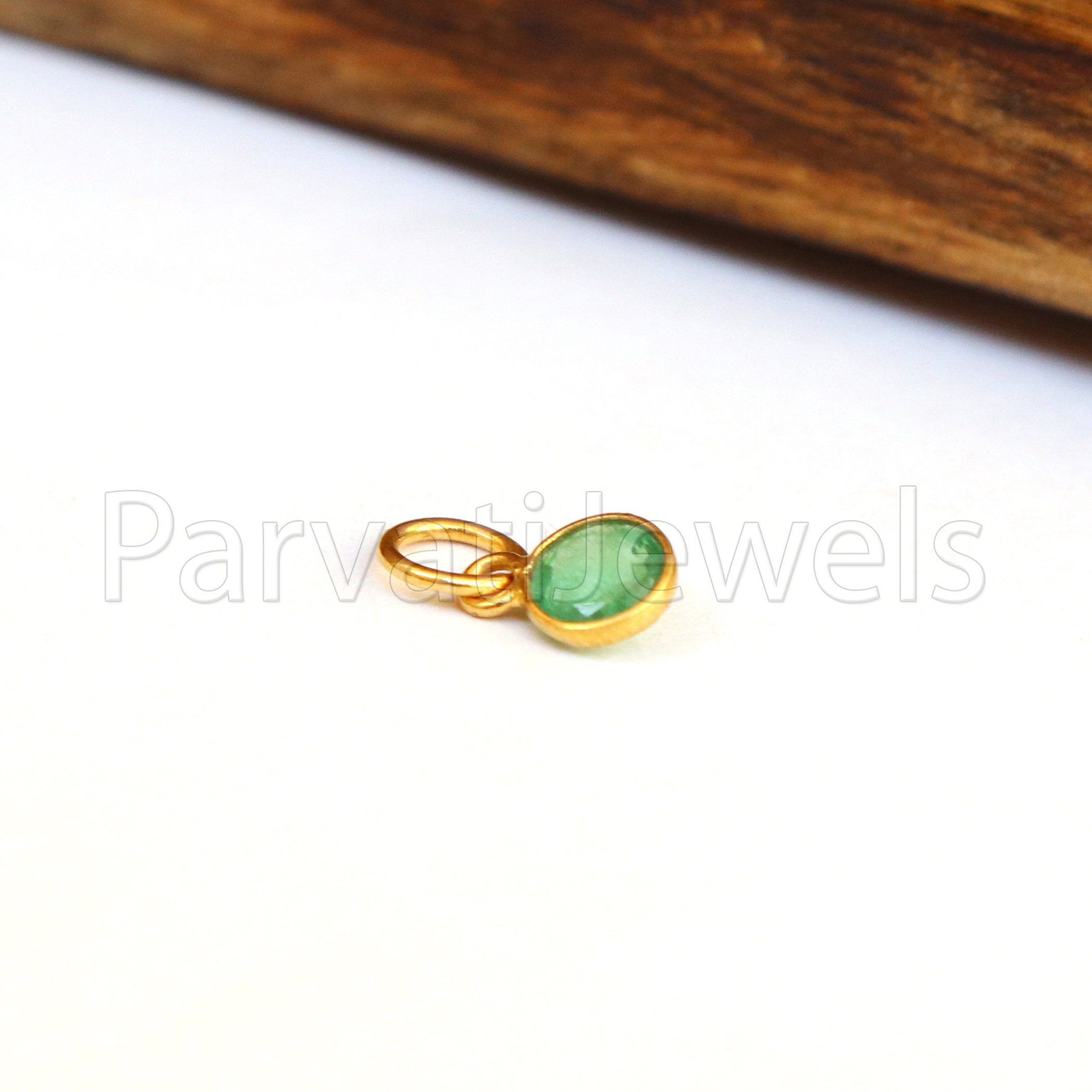 Emerald Charm 18k Solid Gold Charm Natural Emerald Charm - Etsy