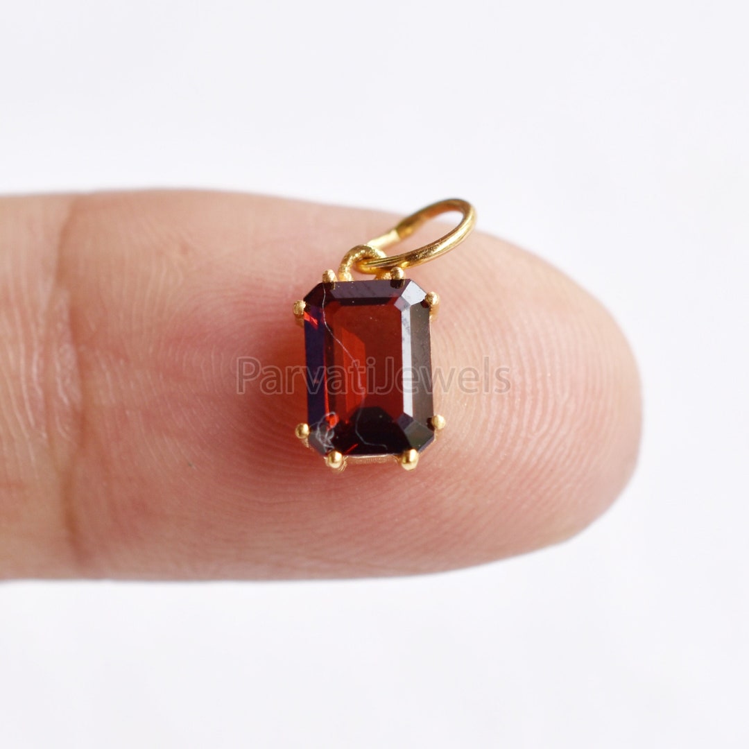 Garnet Charm, 18k Solid Gold Charm, Natural Garnet Charm, Gold Charm ...