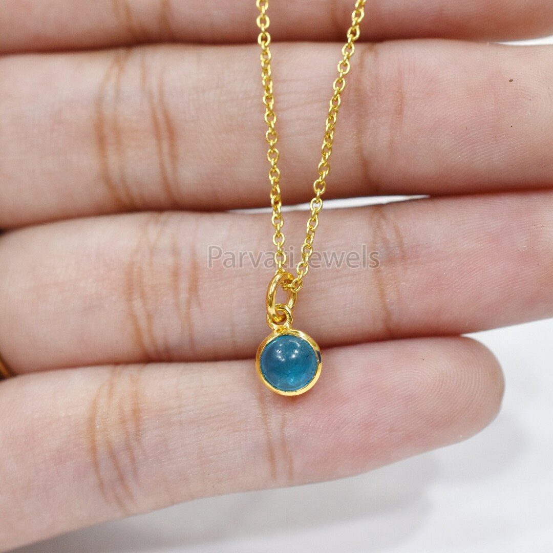 100 % Natural Neon Apatite 18K Solid Gold Charm Pendant - Etsy