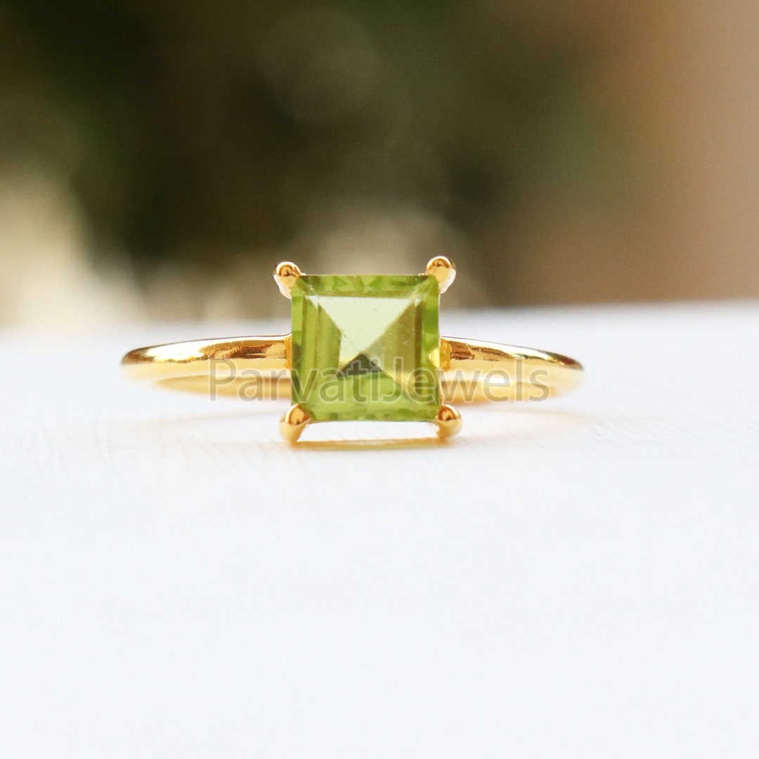Natural Peridot 14k & 18k Solid Gold Ring, Gemstone Ring, Gold Jewelry ...