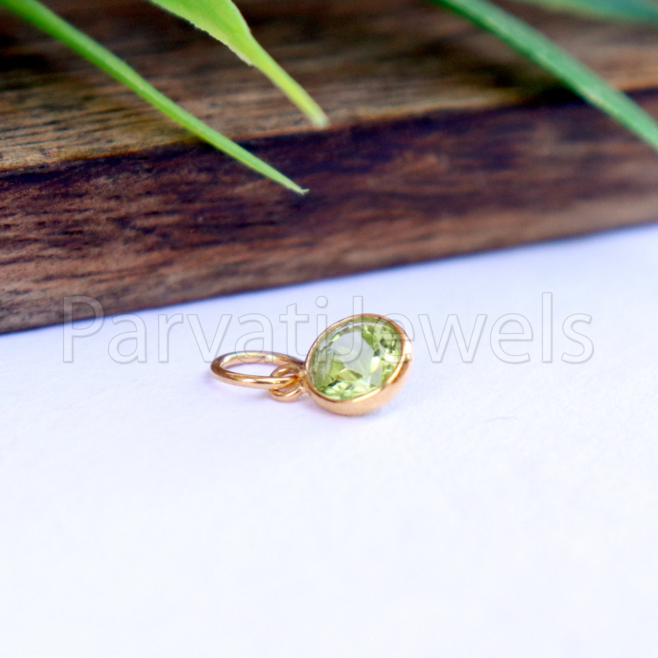 Peridot Charm 18k Solid Gold Charm Natural Peridot Charm - Etsy