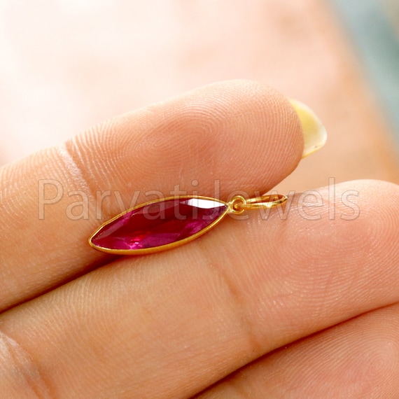Lab Ruby Charm 18k Solid Gold Charm Handmade Gold Charm - Etsy