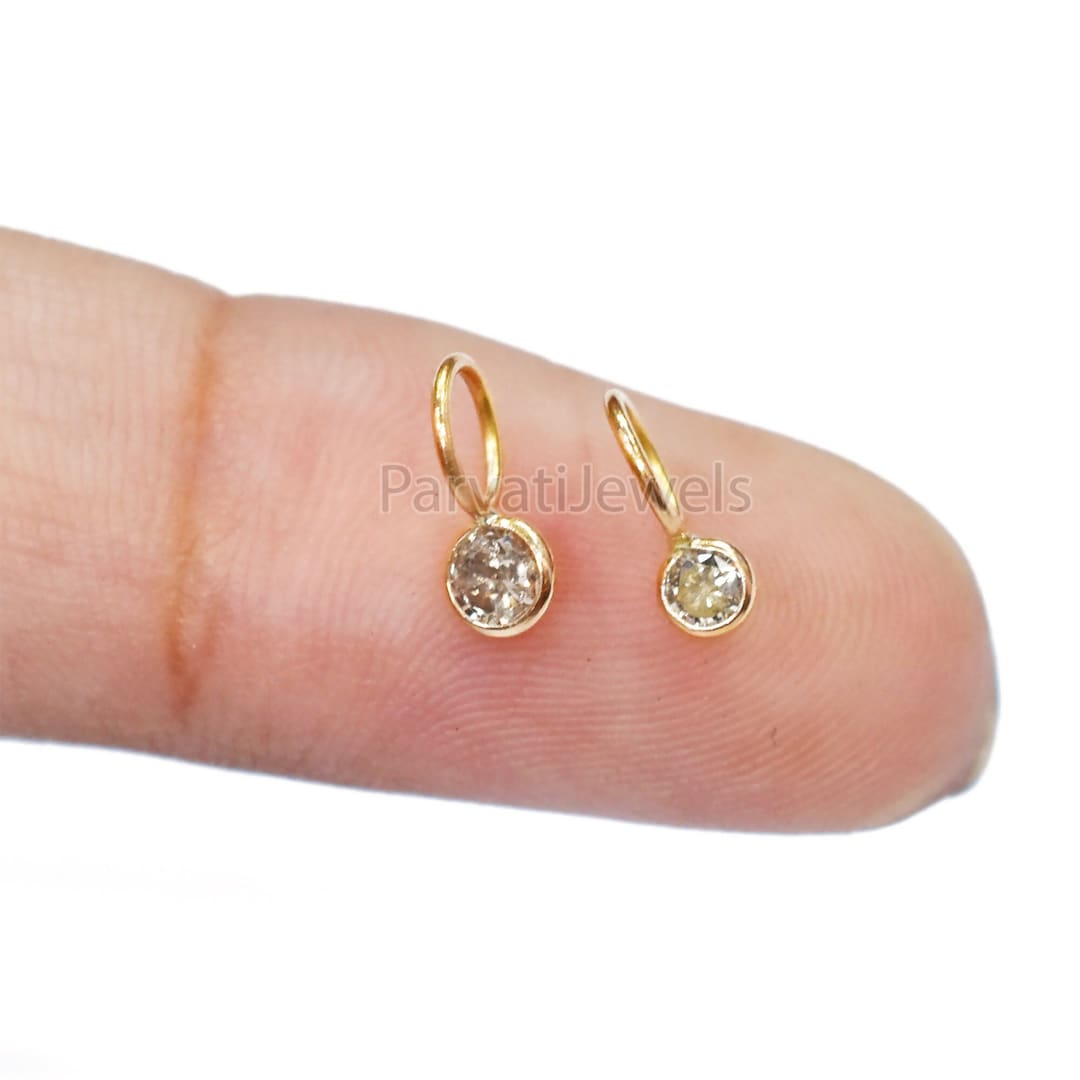 Solid Gold Natural Brown Diamond Pendant, 18K Gold Diamond Charm, Solid ...