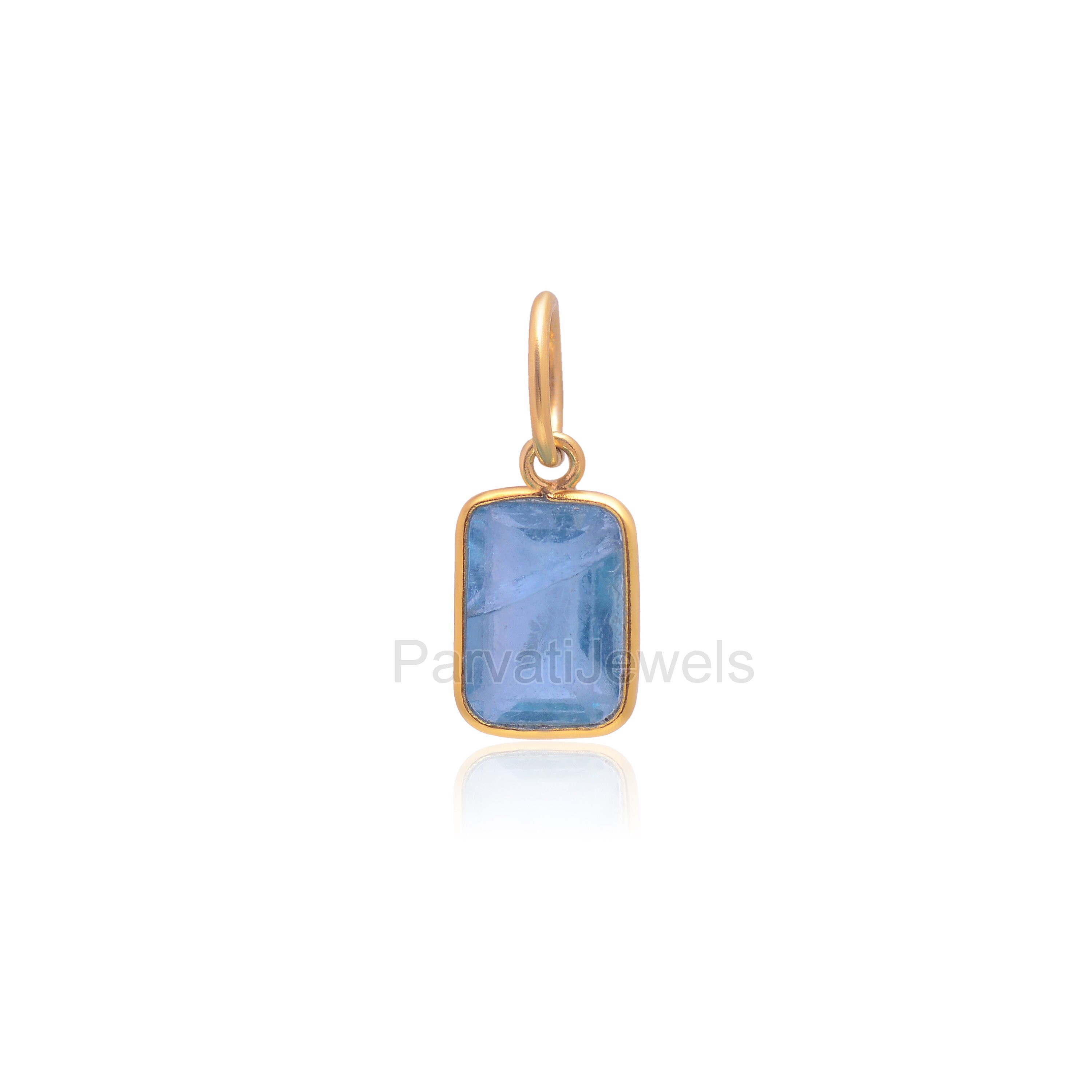 Handmade 18k Solid Gold Fluorite Charm Pendant, Minimalist Birthstone ...