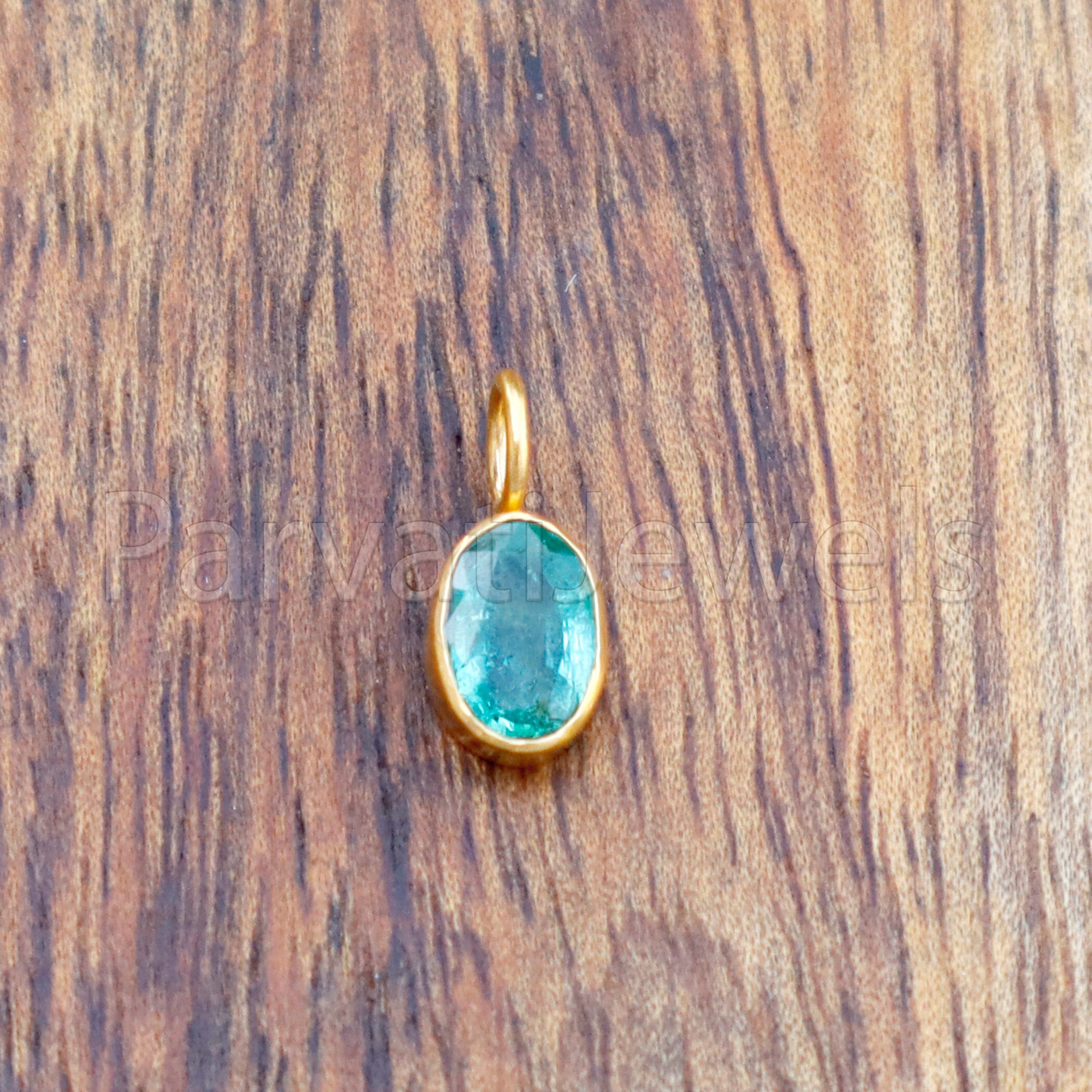 Emerald Charm 18k Solid Gold Charm Natural Emerald Charm - Etsy