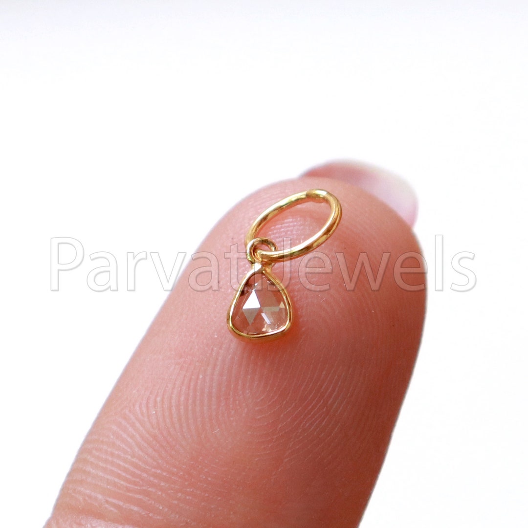 Diamond Polki Charm, Rare EP Rose Cut Diamond 18 K Gold Charm, Solid 18 ...