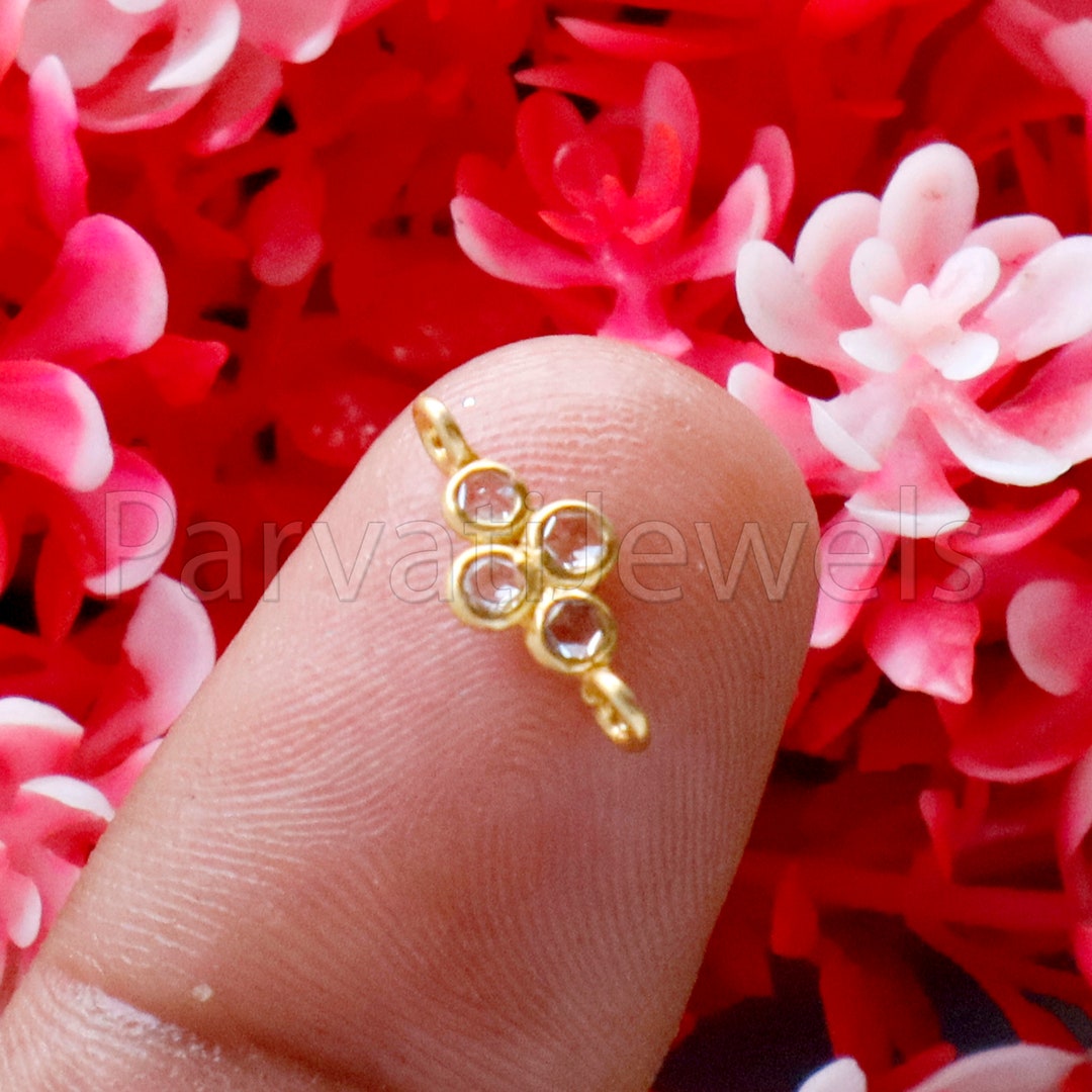 Natural Rose Cut Diamond Connector, 18k Solid Gold Connector, Natural ...