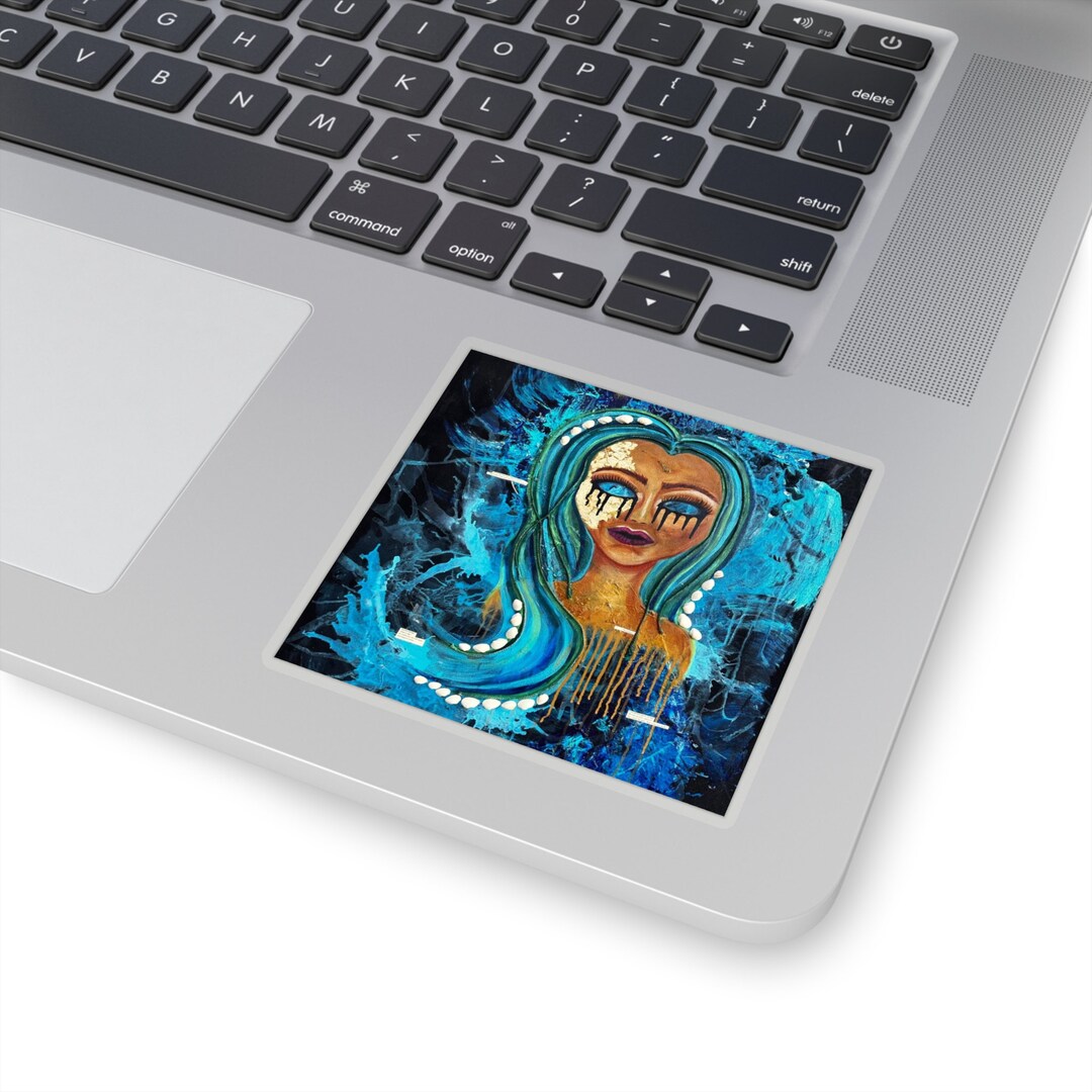 Sticker Original Art Girl in Ocean With Dripping Eyes - Etsy