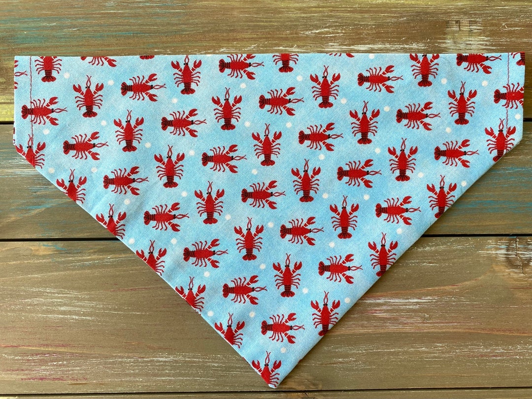 Lobster Dog Bandana, Over the Collar Dog Bandana, Traditional Tie, Pet ...