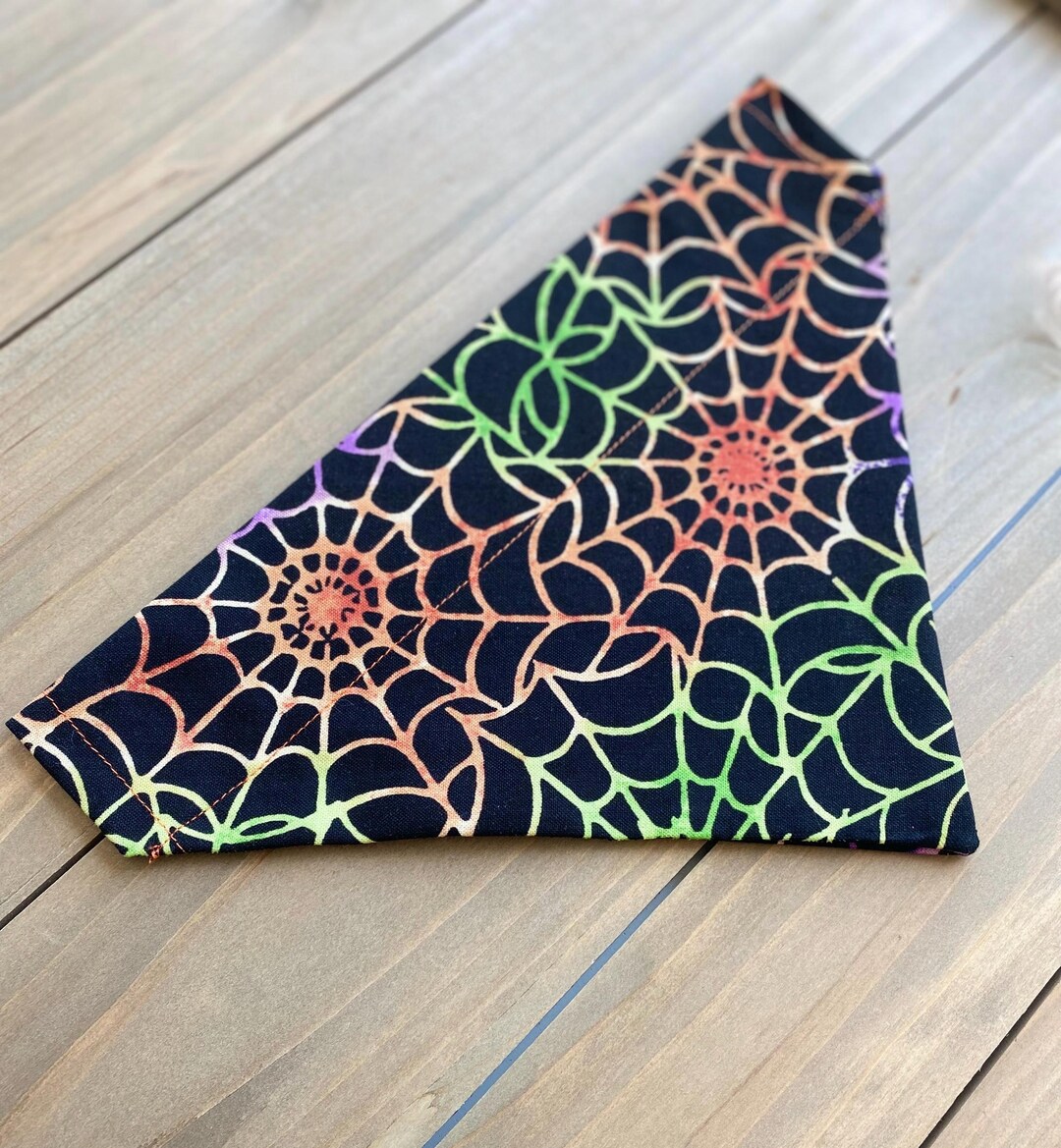 Colorful Spider Web Dog Bandana: Over the Collar Halloween Pet Scarf - Etsy
