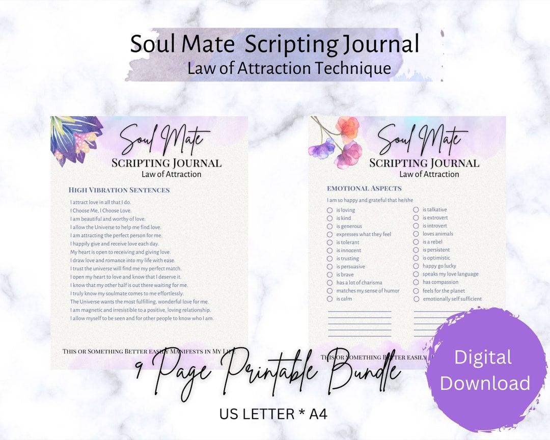 Law of Attraction Soul Mate Scripting Journal Manifesting Worksheet ...
