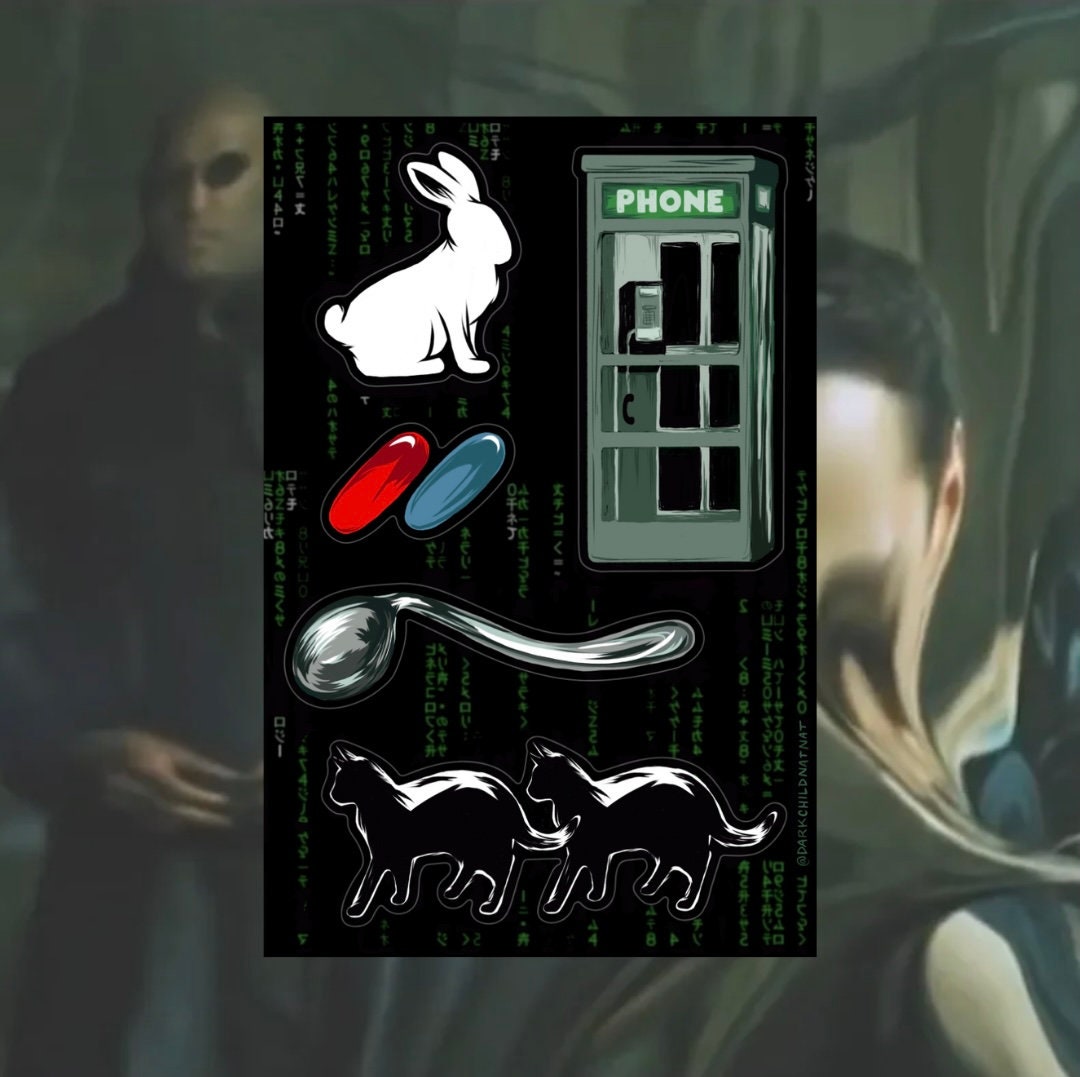 The Matrix Sticker Sheet, 1999 Movie Film Keanu Reeves Neo Trinity ...