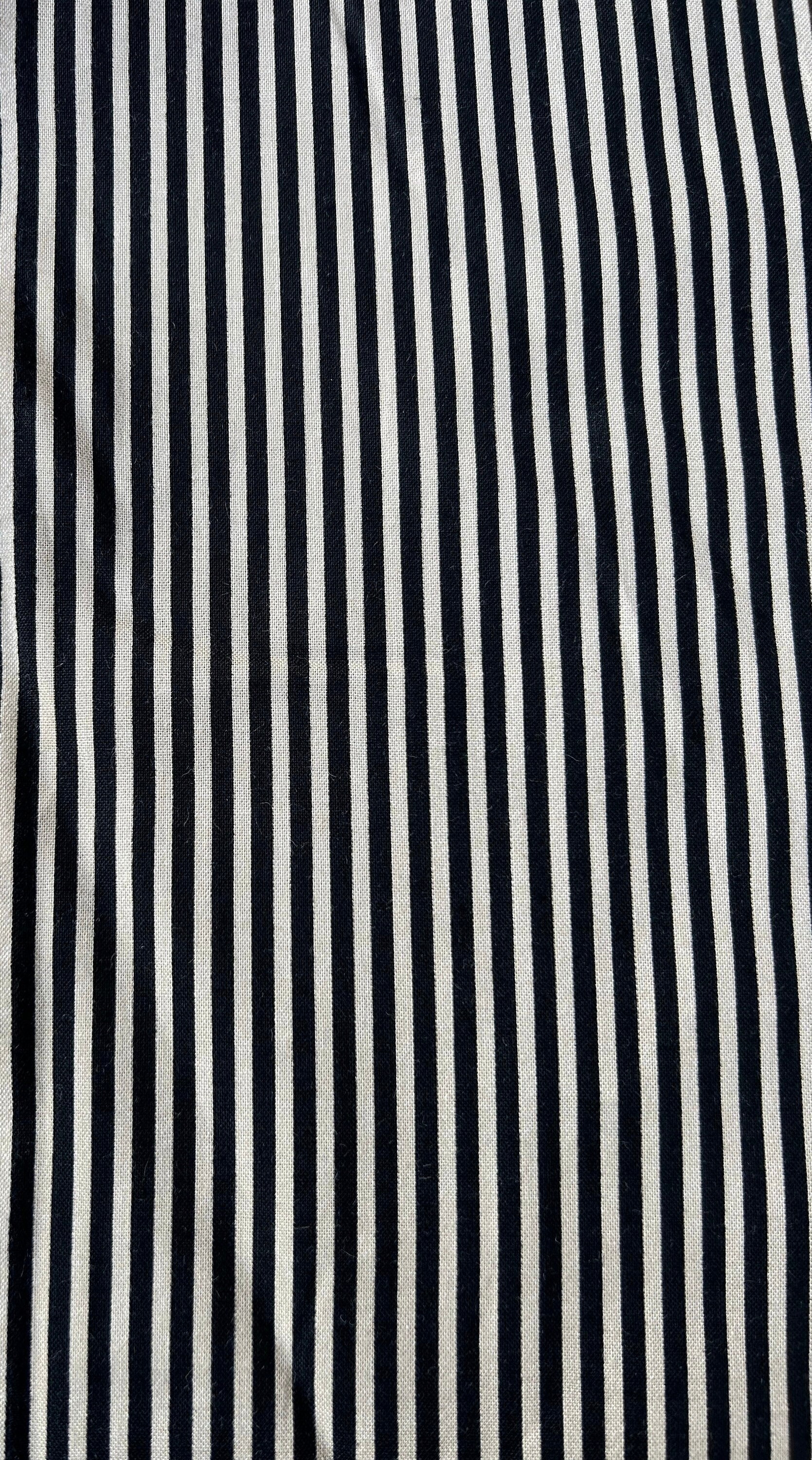 COTTON PRINT FABRIC - Black and Tan Vertical Stripes Fabric by the Yard ...
