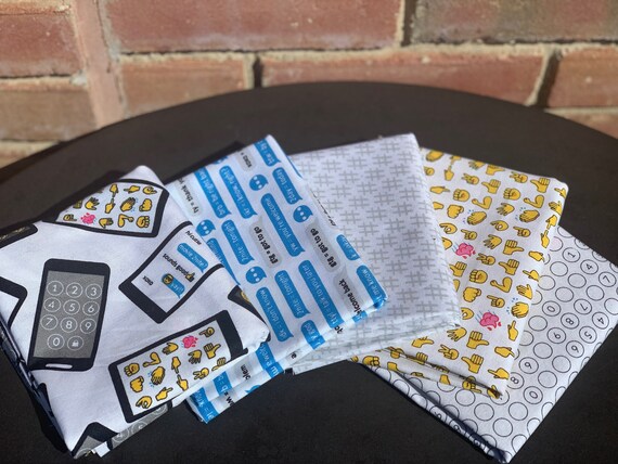 COTTON PRINT FABRIC Fat Quarter Fabric Emoji Print Fabric - Etsy