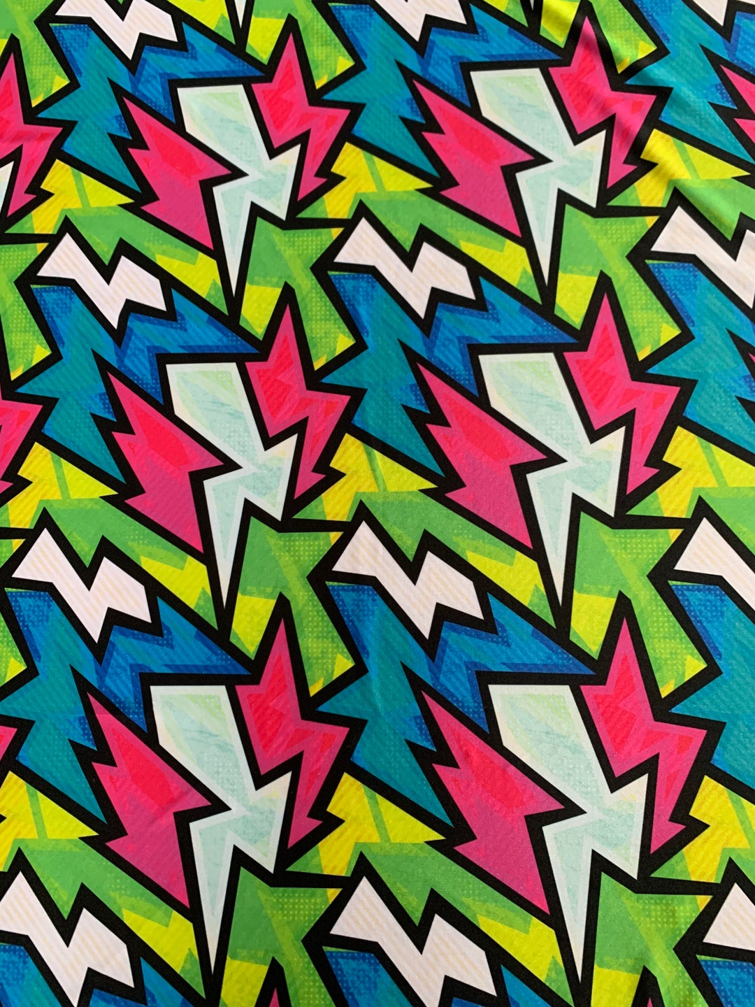 Lightning Bolt Print Spandex Fabric: Multicolored 4-way Stretch - Etsy