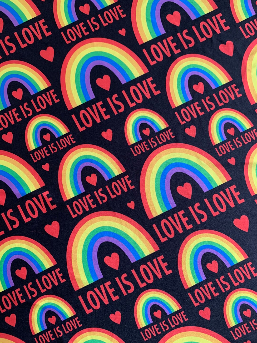 STRETCH PRINTED FABRIC - Rainbow Print Fabric - Love is Love Rainbow ...