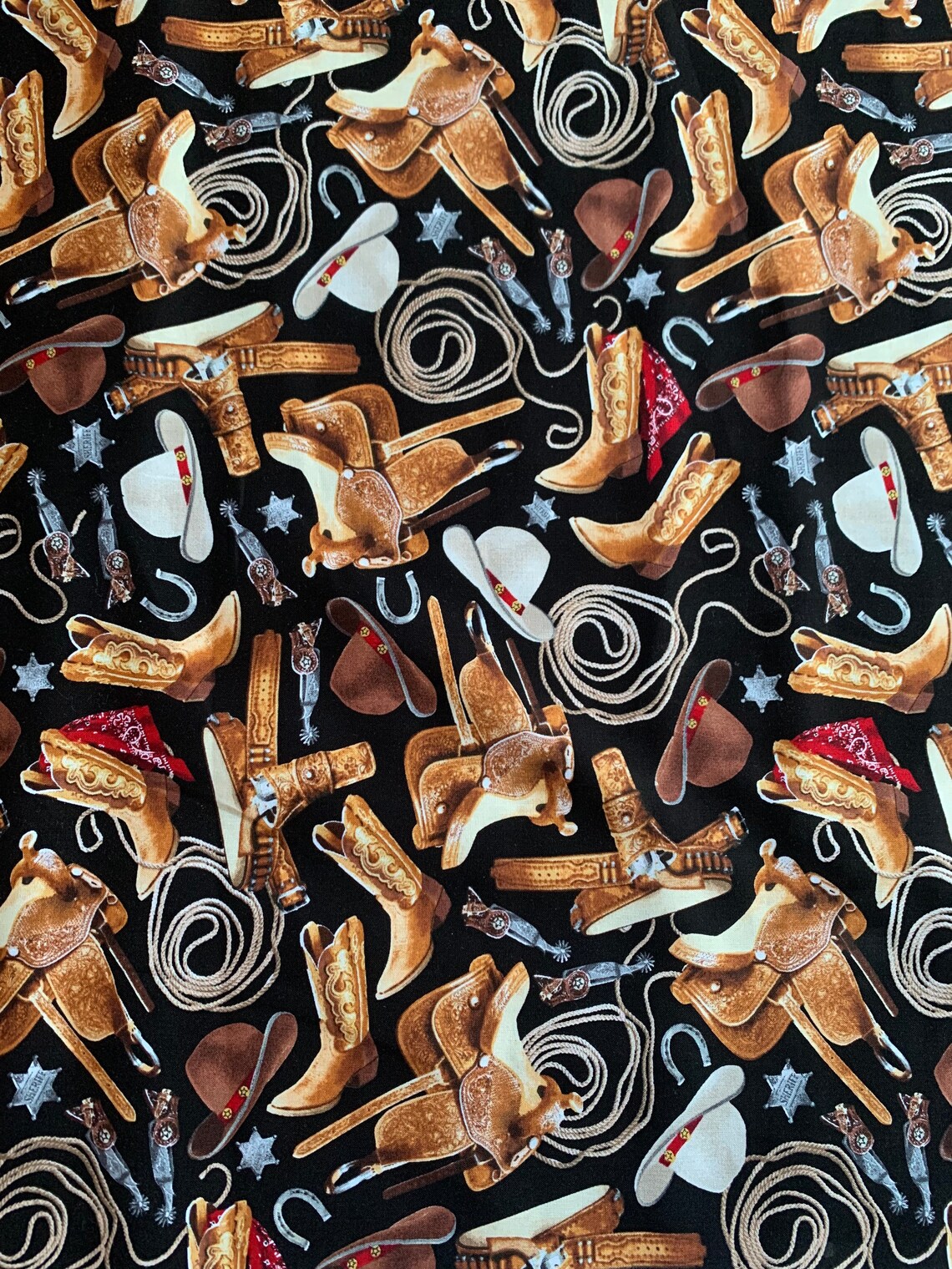 COTTON PRINT FABRIC Old Western Print Fabric by the Yard | Etsy