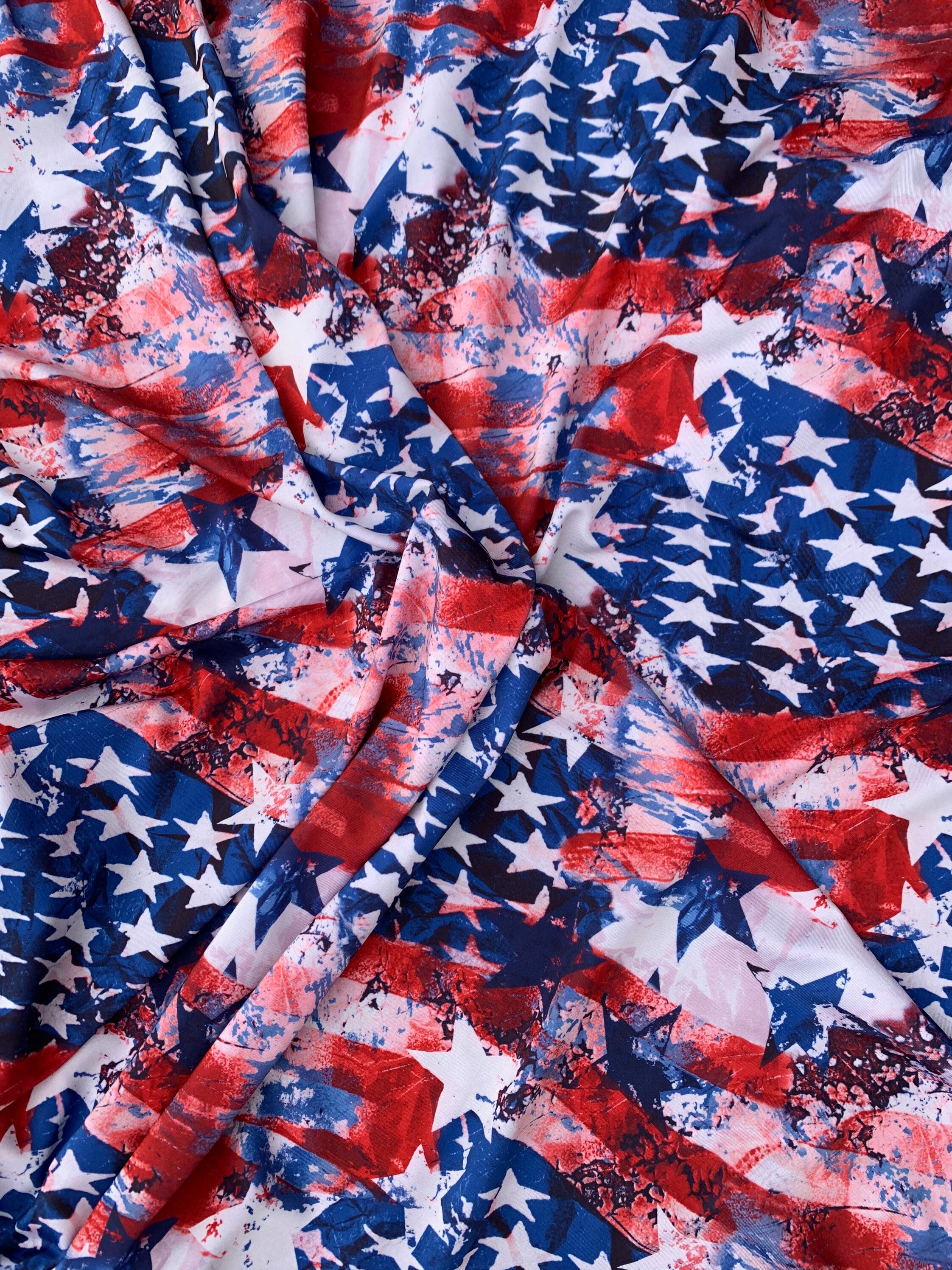 STRETCH PRINTED FABRIC American Flag Print Fabric Red | Etsy