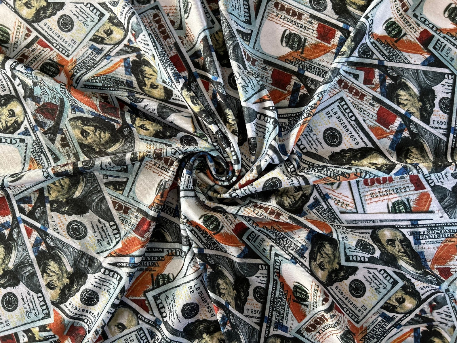 STRETCH PRINTED FABRIC - Money Print Fabric - Spandex Money Print ...