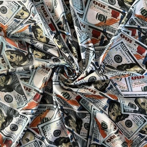 STRETCH PRINTED FABRIC - Money Print Fabric - Spandex Money Print ...