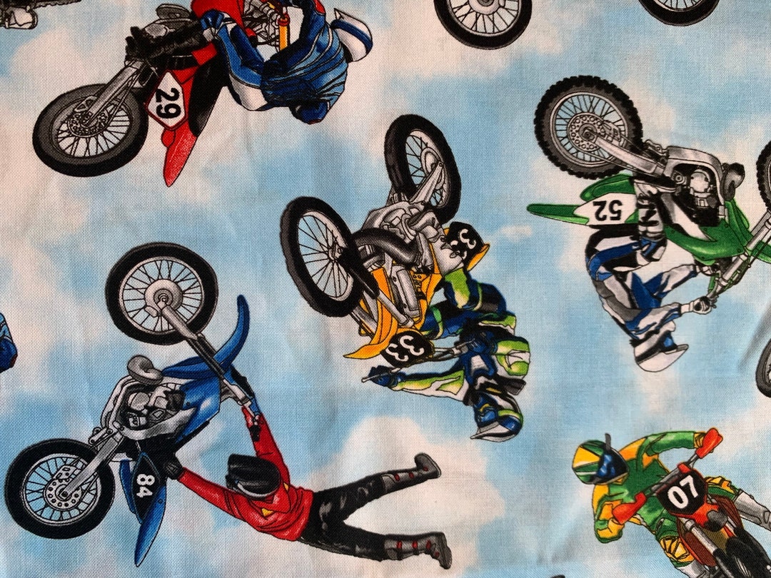 MOTORCYCLE PRINT FABRIC - Cotton Print Fabric by the Yard - Timeless ...