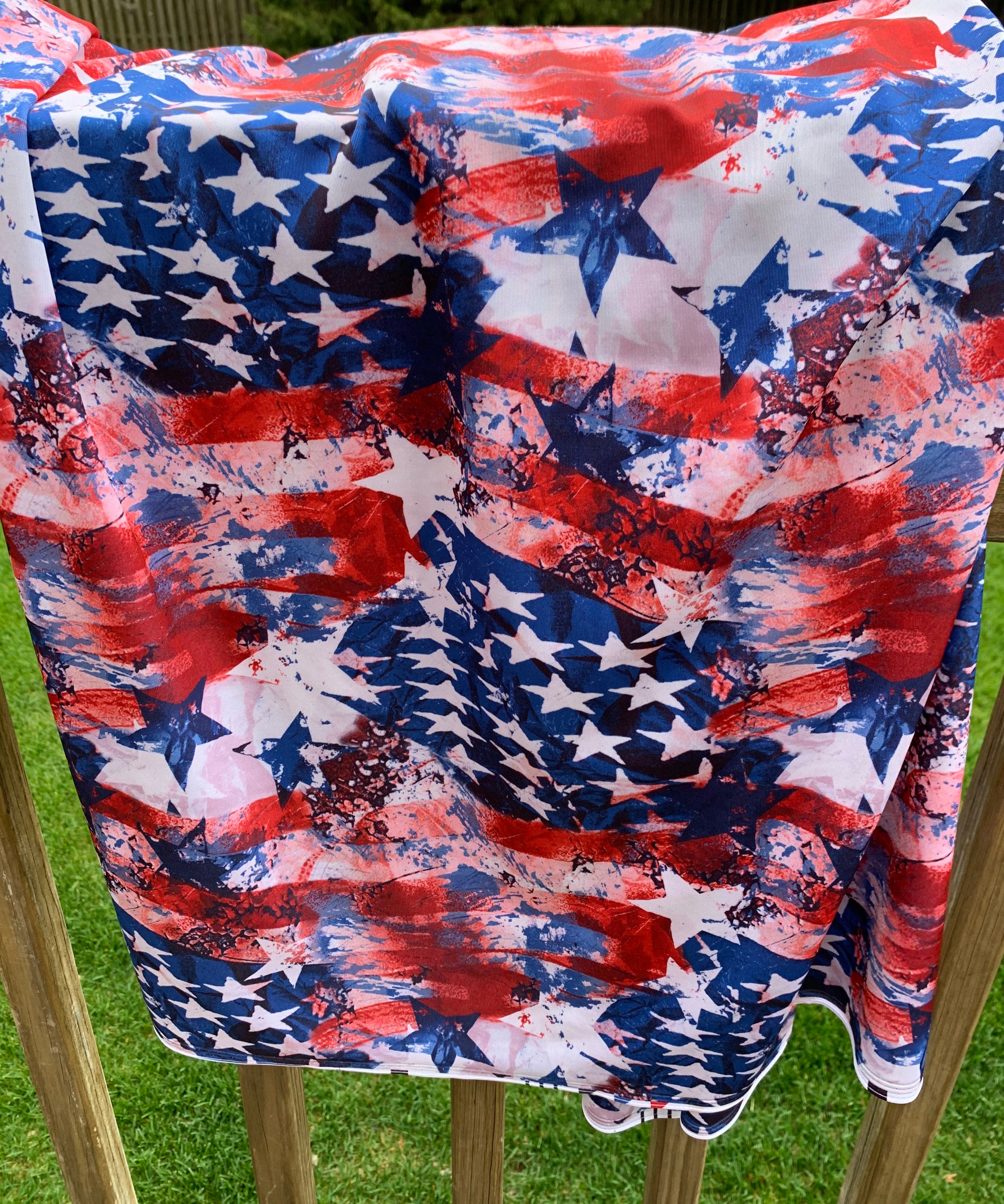 STRETCH PRINTED FABRIC American Flag Print Fabric Red | Etsy