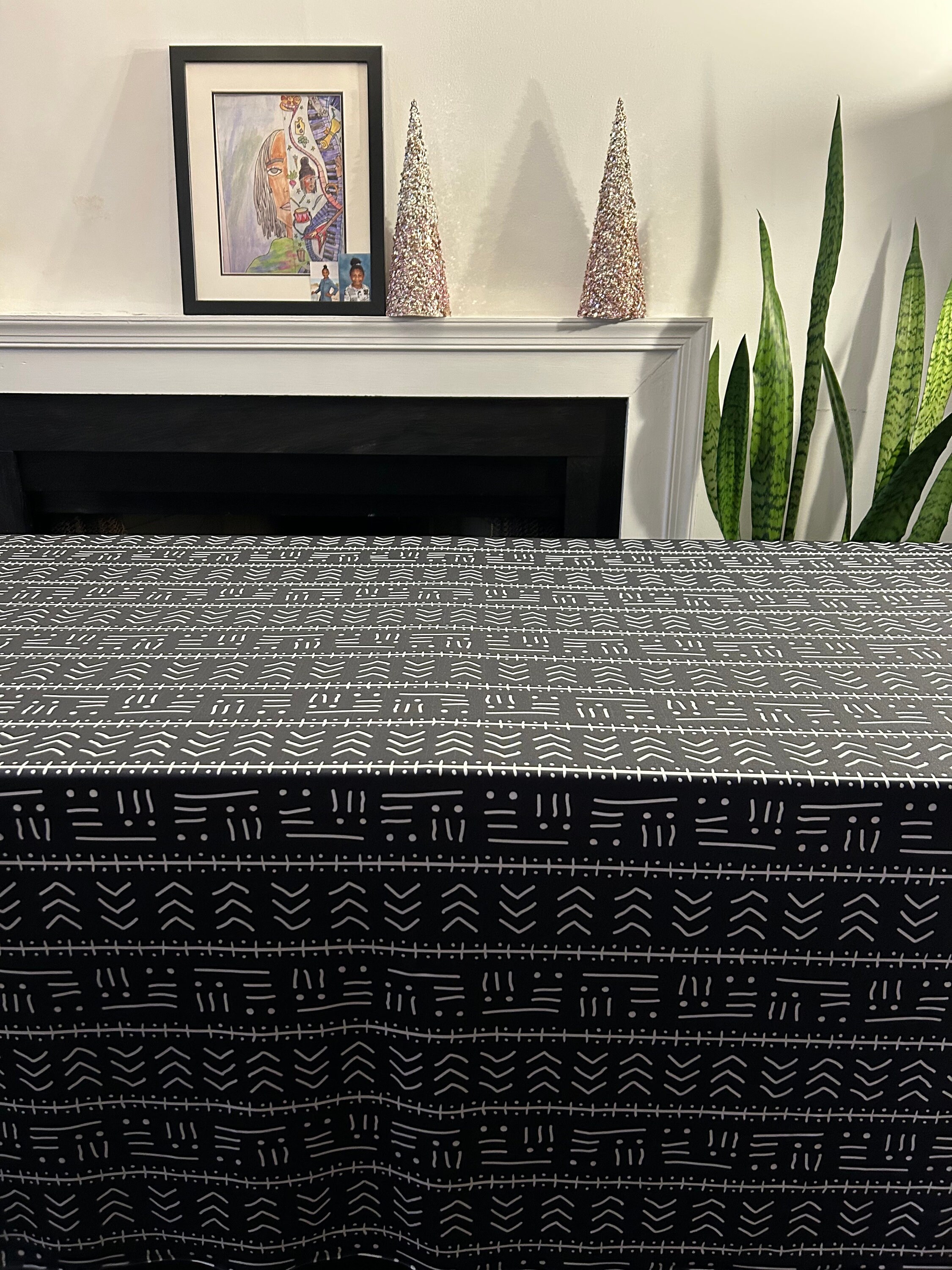 Black and White African Mud Cloth Print Fabric - 4 Way Stretch Spandex ...