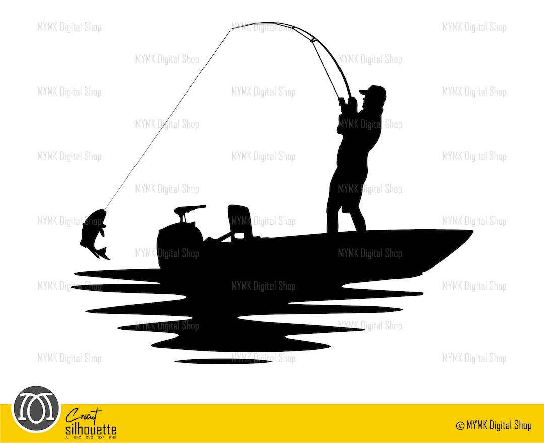 Boat Fishing Reeling Fish Svg File, Fishing Svg, Svg, Png, Cricut, Dxf ...