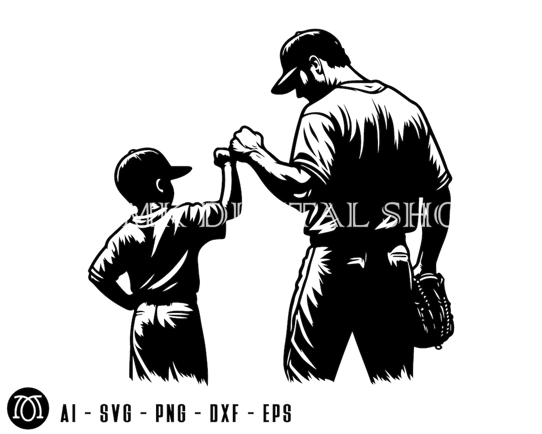 Father and Son Fist Bump, Baseball Players Svg, Svg, Png, Cricut, Dxf, Clipart, for Commercial ...