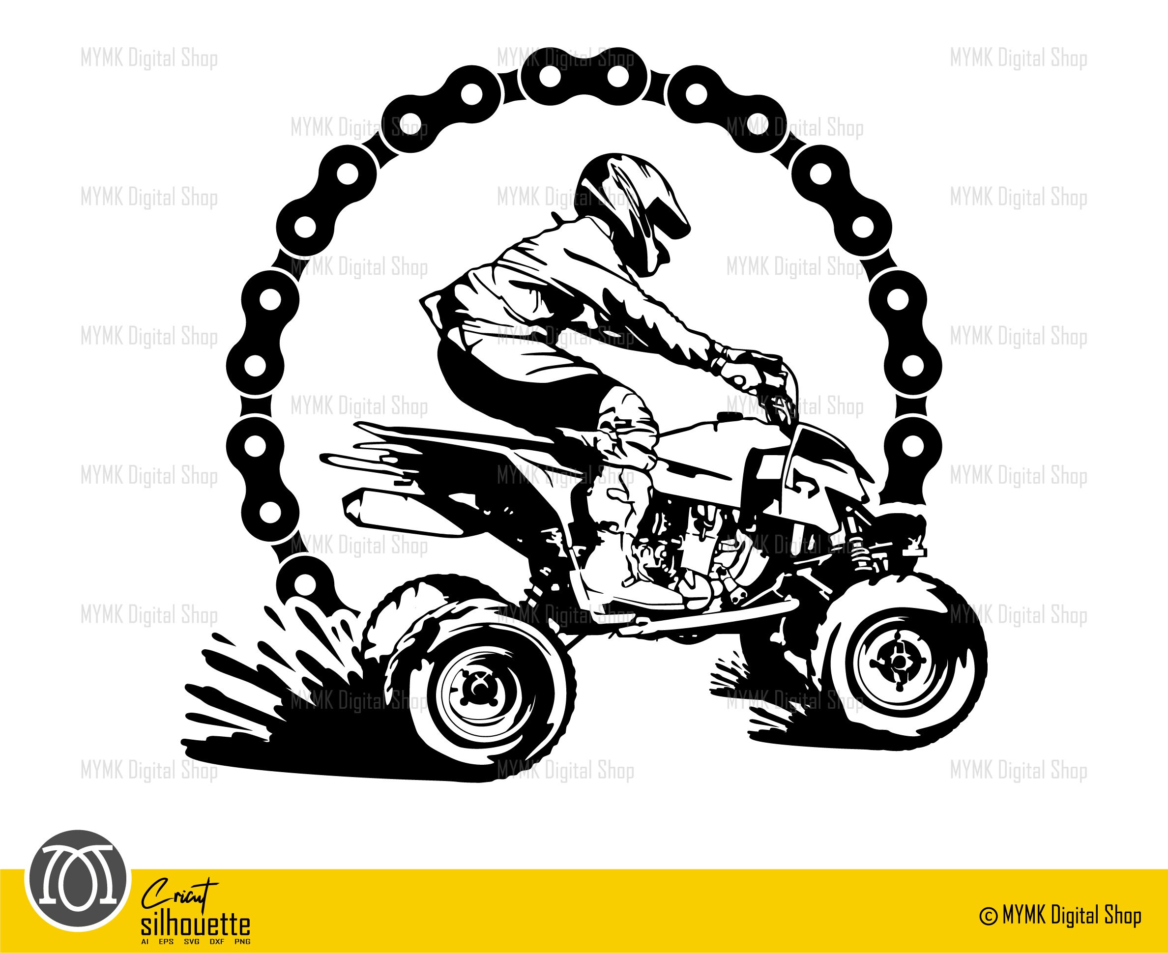 ATV Svg, Atv in Chain Circle Svg File, Mud Riding Svg, Svg, Png, Cricut ...