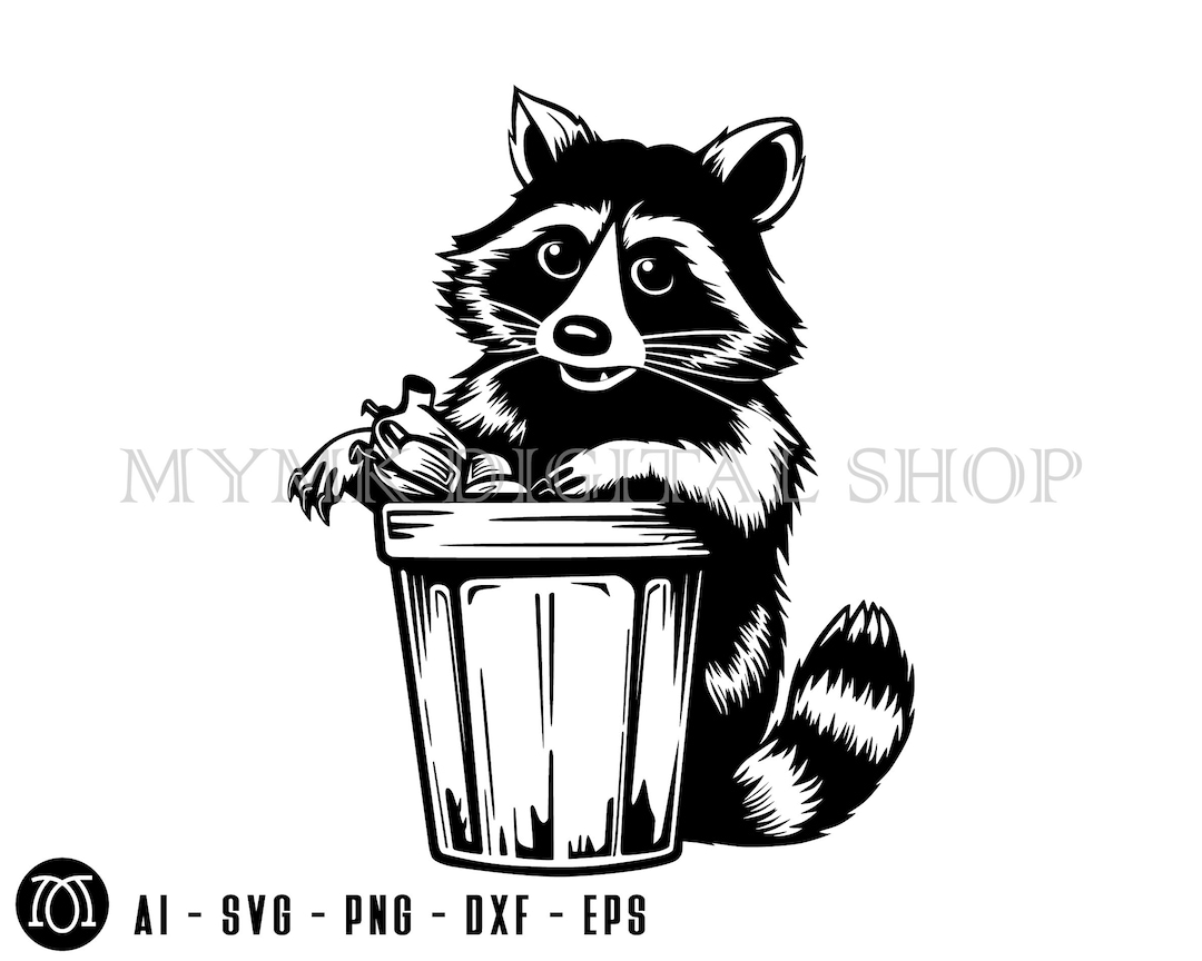 Raccoon Svg, Raccoon and Trash Can Svg, Svg, Png, Cricut, Dxf, Clipart ...