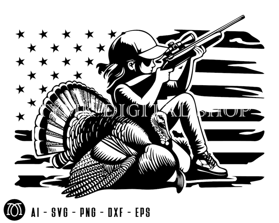 Little Girl Hunter Svg, US Flag Svg, Hunting Svg, Turkey Hunting Svg ...