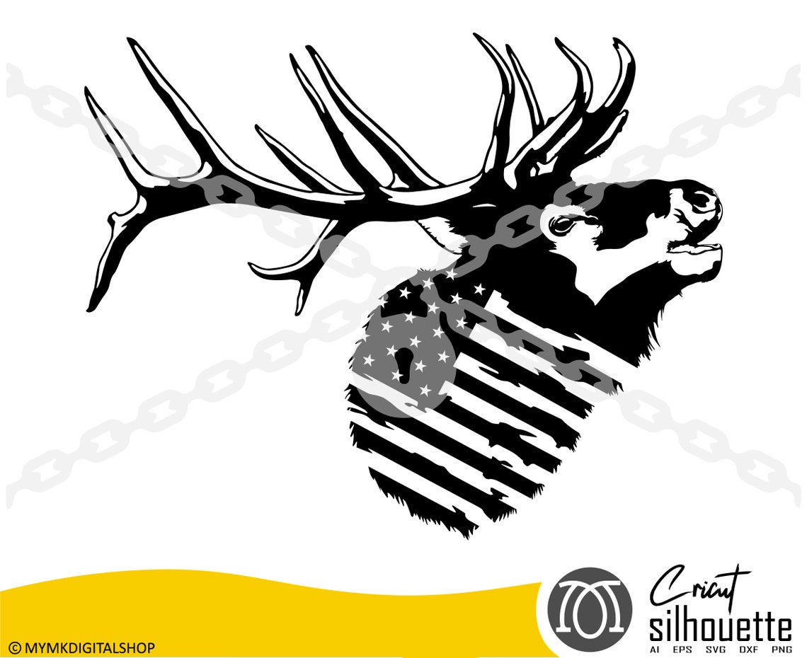 Elk Head US Flag Svg File Elk Svg Deer Svg Hunting Svg - Etsy