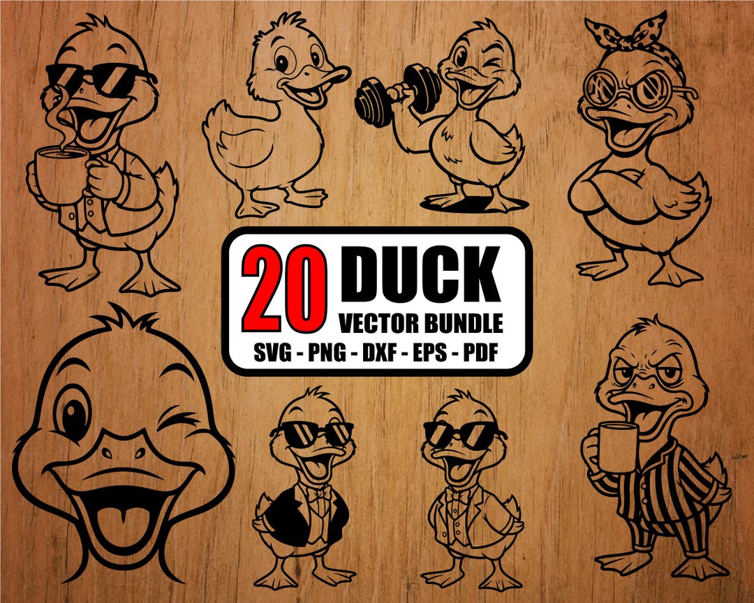 20 Duck Vector Bundle Svg, Svg, Png, Dxf, Eps, Pdf, Duck Clipart ...