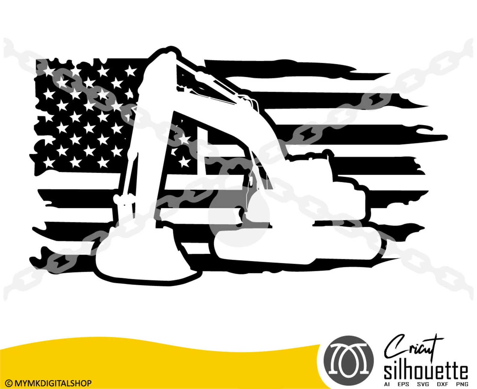 Excavator in US Flag Svg Cut File Excavator Svg Heavy - Etsy