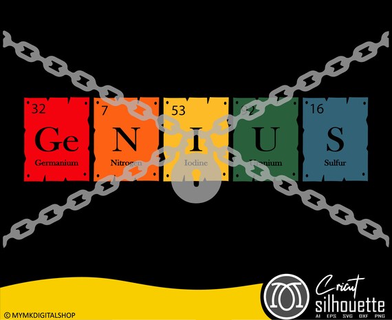 Genius Periodic Table of Elements Svg Png Cricut Dxf - Etsy Canada