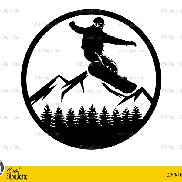 Snowboarder Mountain Svg - Etsy