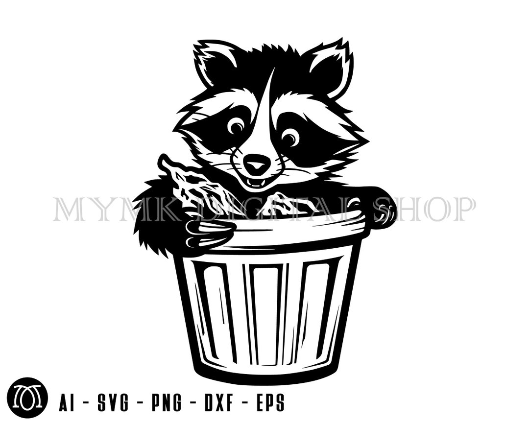 Raccoon Svg, Raccoon in Trash Can Svg, Svg, Png, Cricut, Dxf, Clipart ...