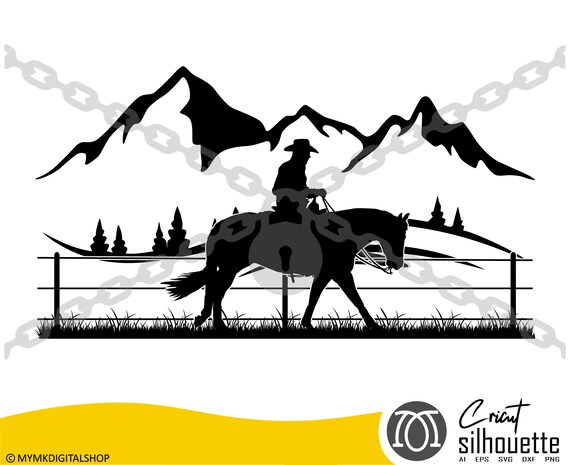 Man Riding a Horse With Mountain View Vector Horse Svg Horse - Etsy