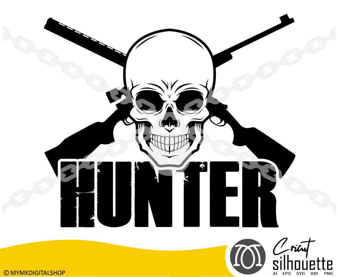 Skull Skeleton With Rifle and Shotgun Crossed Hunter Svg File, Skull ...