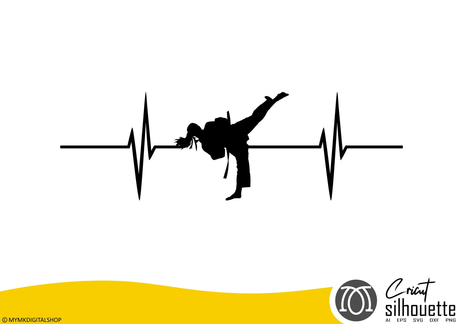 Karate svg taekwondo pulse high kick girl martial arts svg | Etsy