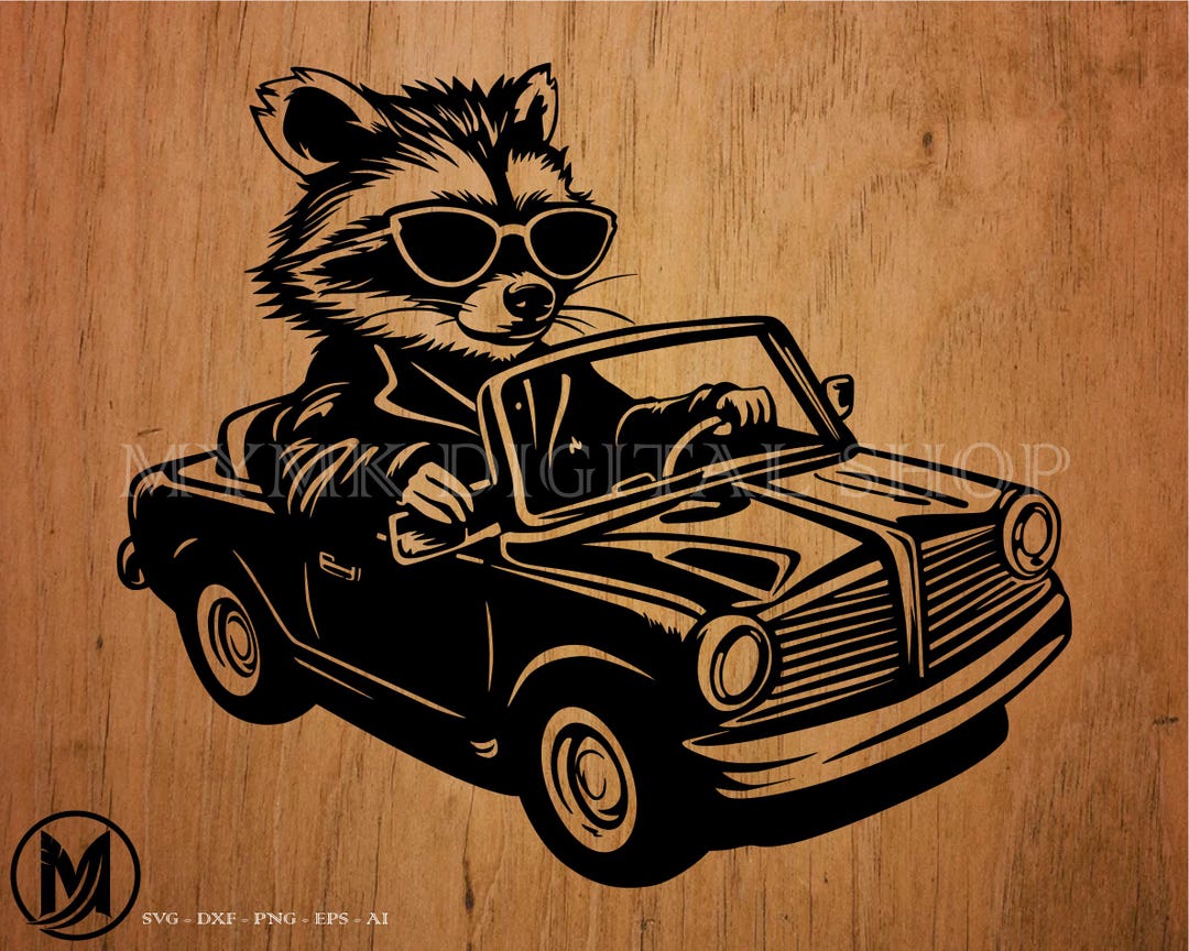 Raccoon Svg, Raccoon Driving a Car, Trash Panda Svg, Svg, Png, Cricut ...
