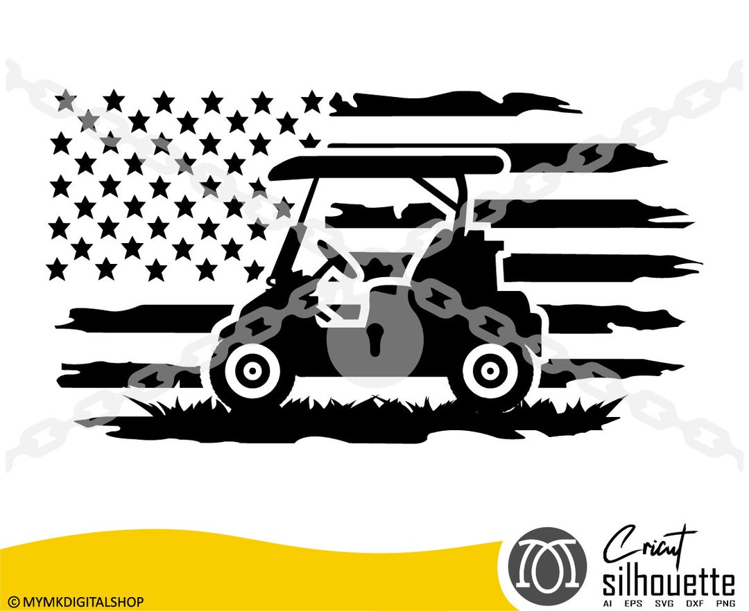 Golf Cart Svg, Golf Svg, American Flag, Golfing Svg, Golf Cart Clipart ...
