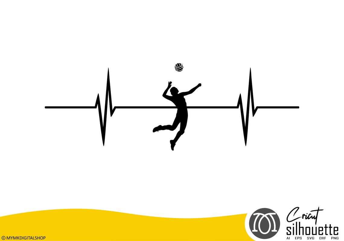 Volleyball svg heartbeat svg png volleyball volleyball | Etsy