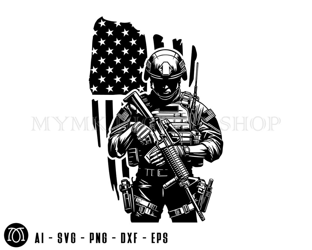 US Military Soldier Svg, US Army US Flag, Svg, Png, Cricut, Dxf ...