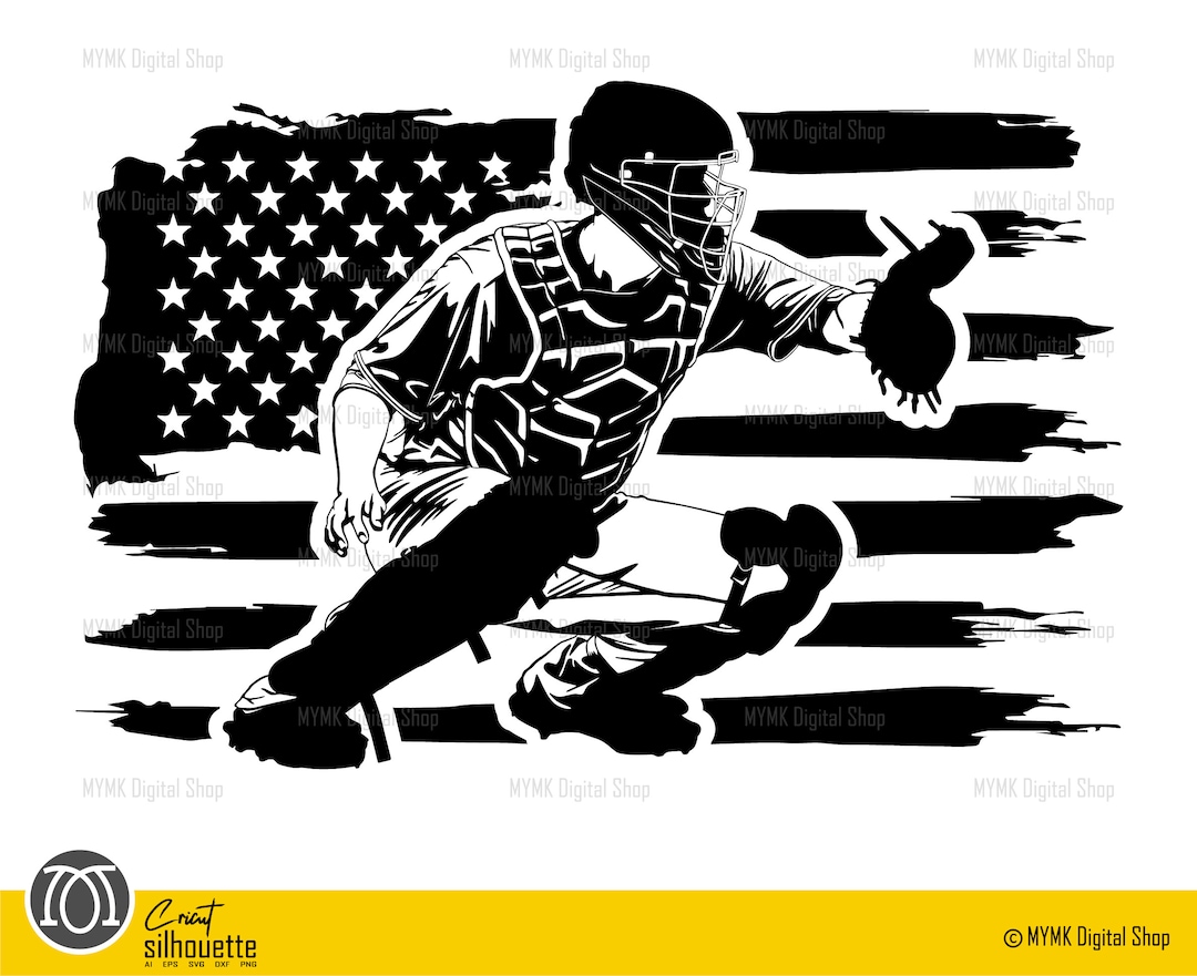 Baseball Catcher US Flag Svg File, Baseball Svg, Softball Svg, Svg, Png ...
