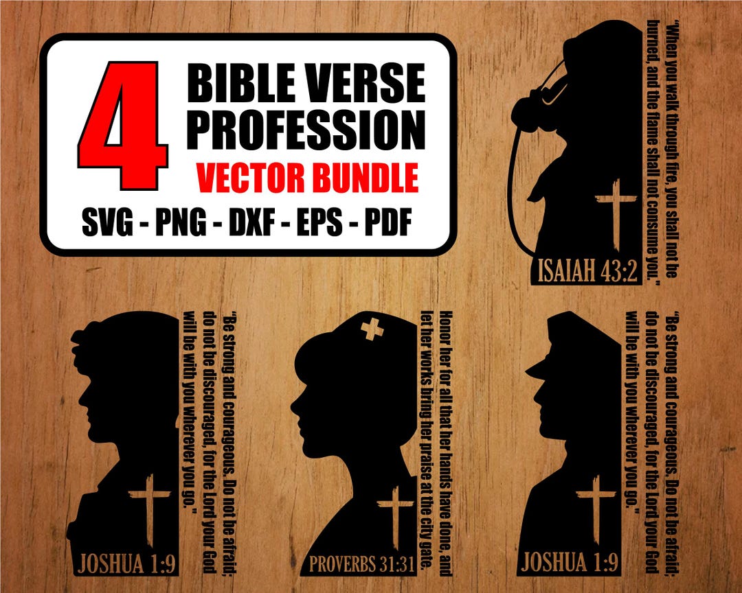 4 BIBLE Verse in Profession Bundle Svg, Bible Verse Svg, Svg, Eps, PNG ...